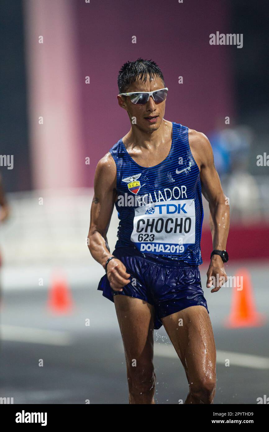 Andrés Chocho running the 50 Kilometres Race Walk at the 2019 World ...