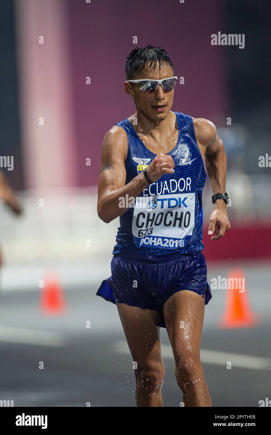 Andrés Chocho running the 50 Kilometres Race Walk at the 2019 World ...