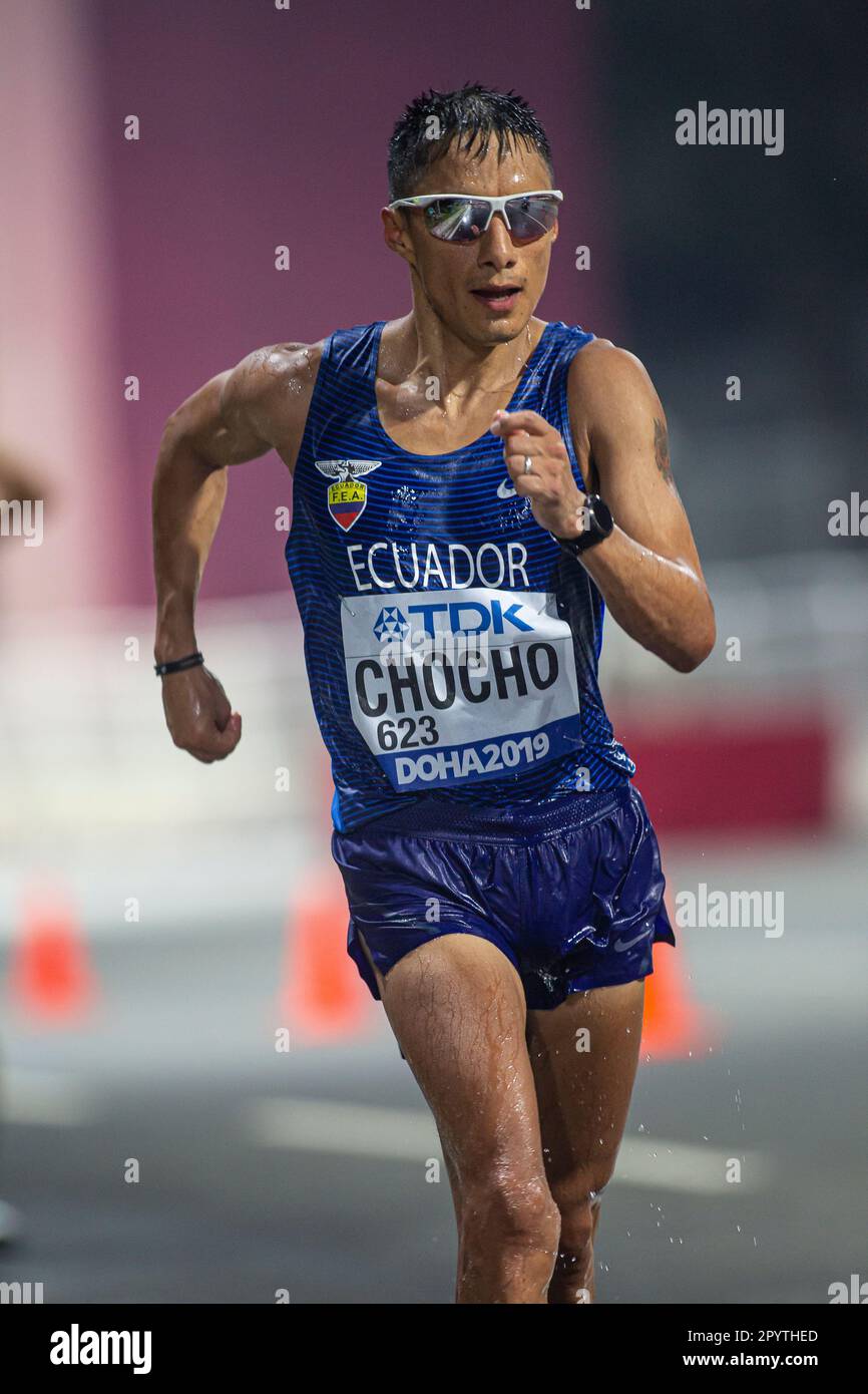 Andrés Chocho running the 50 Kilometres Race Walk at the 2019 World ...