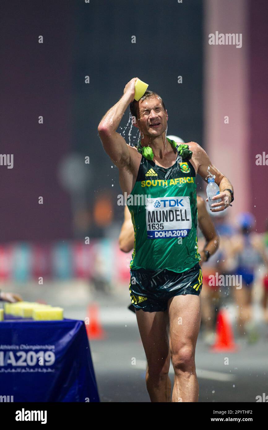 Marc Mundell running the 50 Kilometres Race Walk at the 2019 World ...