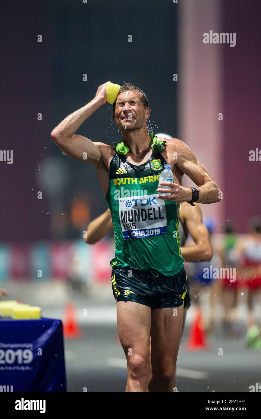 Marc Mundell running the 50 Kilometres Race Walk at the 2019 World ...