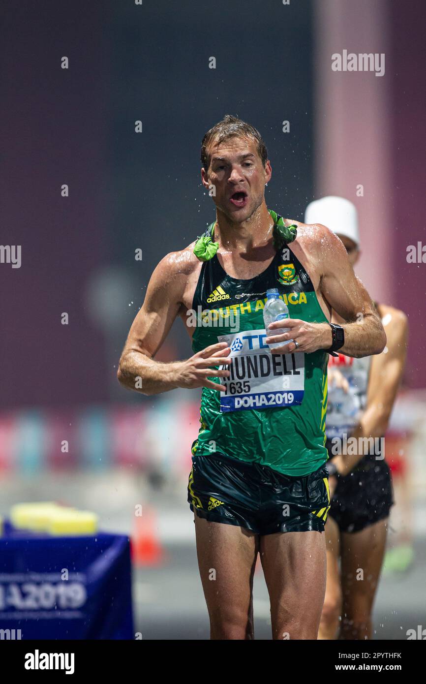 Marc Mundell running the 50 Kilometres Race Walk at the 2019 World ...