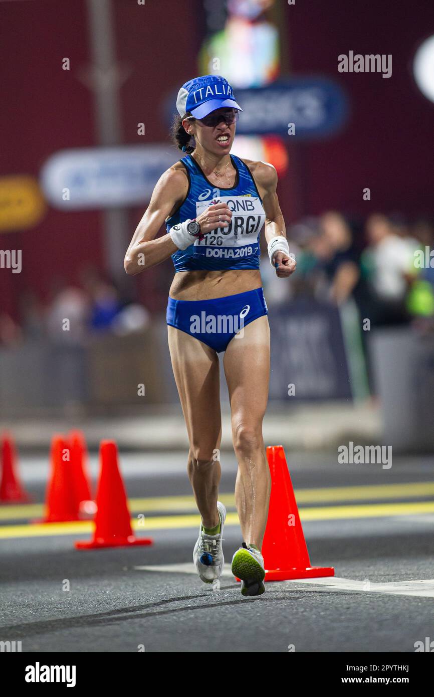 Eleonora Anna Giorgi running the 50 Kilometres Race Walk at the 2019 ...
