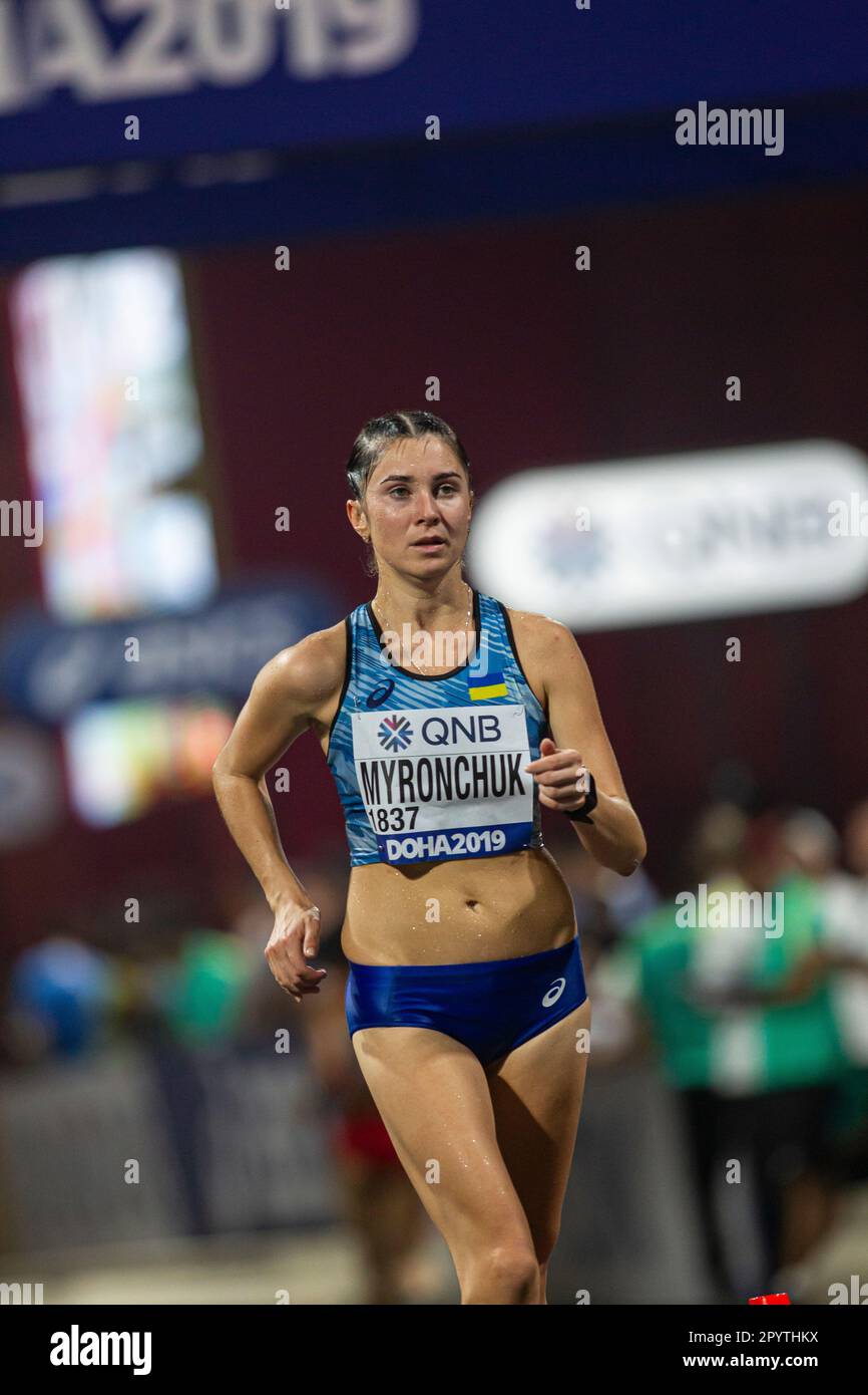 Valentyna Myronchuk running the 50 Kilometres Race Walk at the 2019 ...