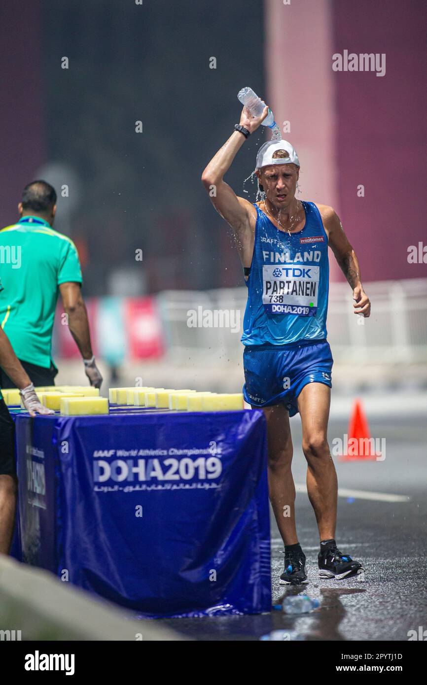 Veli-Matti Partanen running the 50 Kilometres Race Walk at the 2019 ...