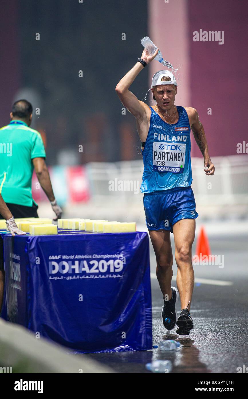 Veli-Matti Partanen running the 50 Kilometres Race Walk at the 2019 ...