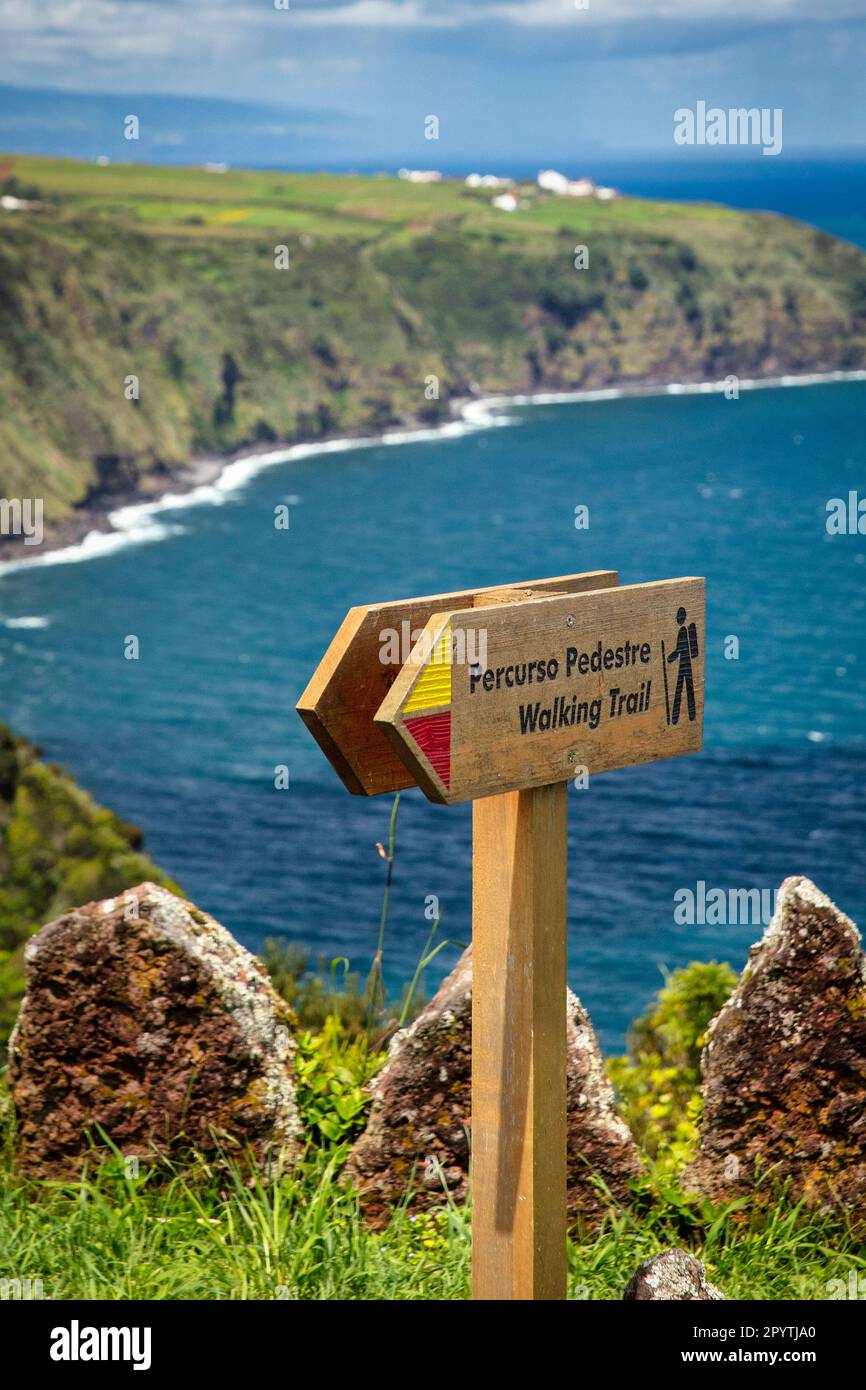 Portugal, Azores, Sao Miguel Island, Nordeste, Coastline. Walking trail ...