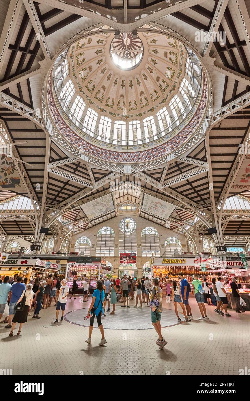 Central market in Valencia. Modernism style. Architecture landmark ...