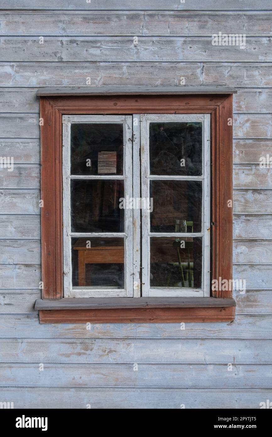 A vertical of a window of a Helleren House in Jossingfjord, Norway ...