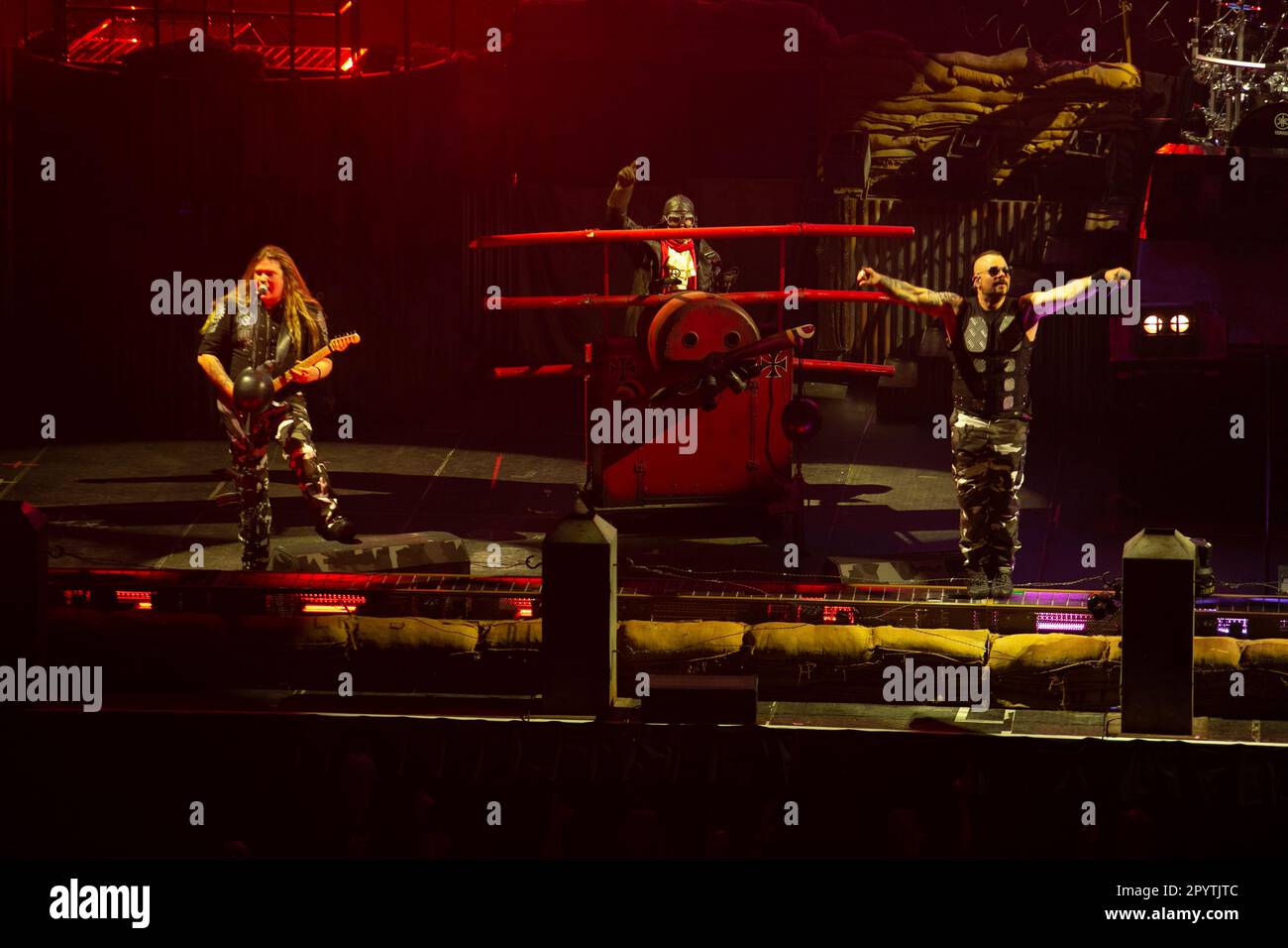 Swedish heavy metal band Sabaton performing at Leeds Frirst Direct ...