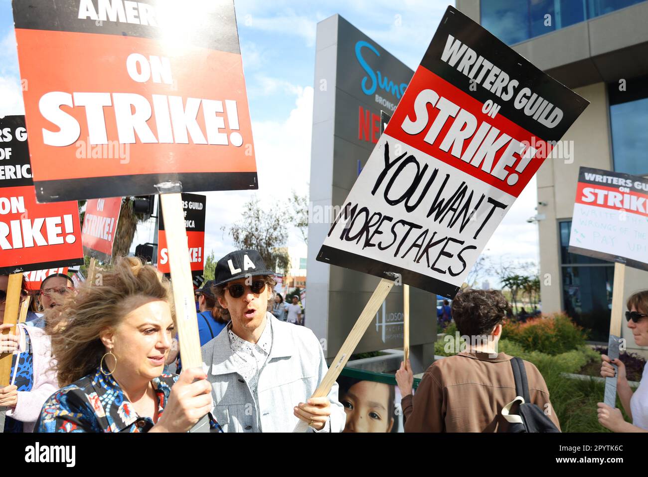 Hollywood, California, USA. 4th May, 2023. Picketers with On Strike and ...