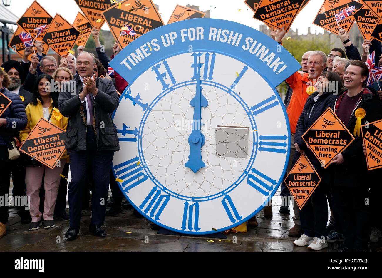Leader of the Liberal Democrats Sir Ed Davey during a visit to Windsor ...