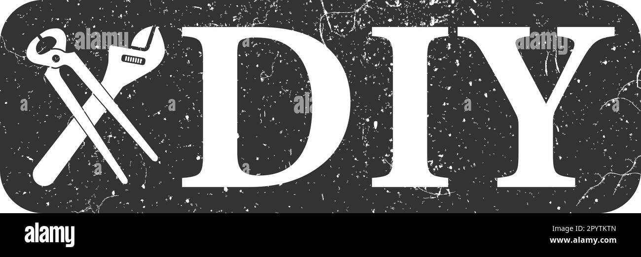 grungy scratched DIY do it yourself label or logo with adjustable ...