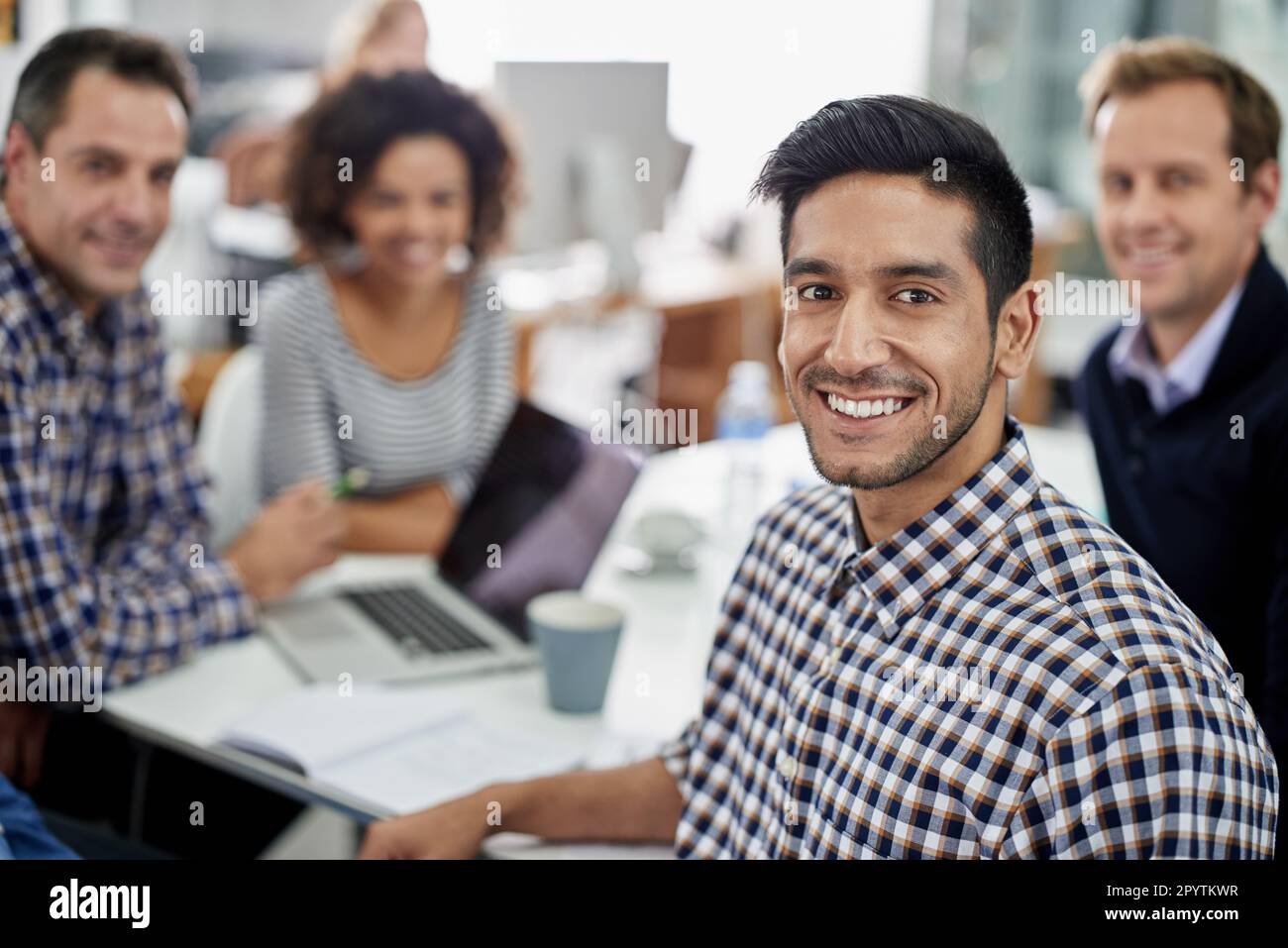 Getting together for some positive brainstorming. Group of colleagues ...