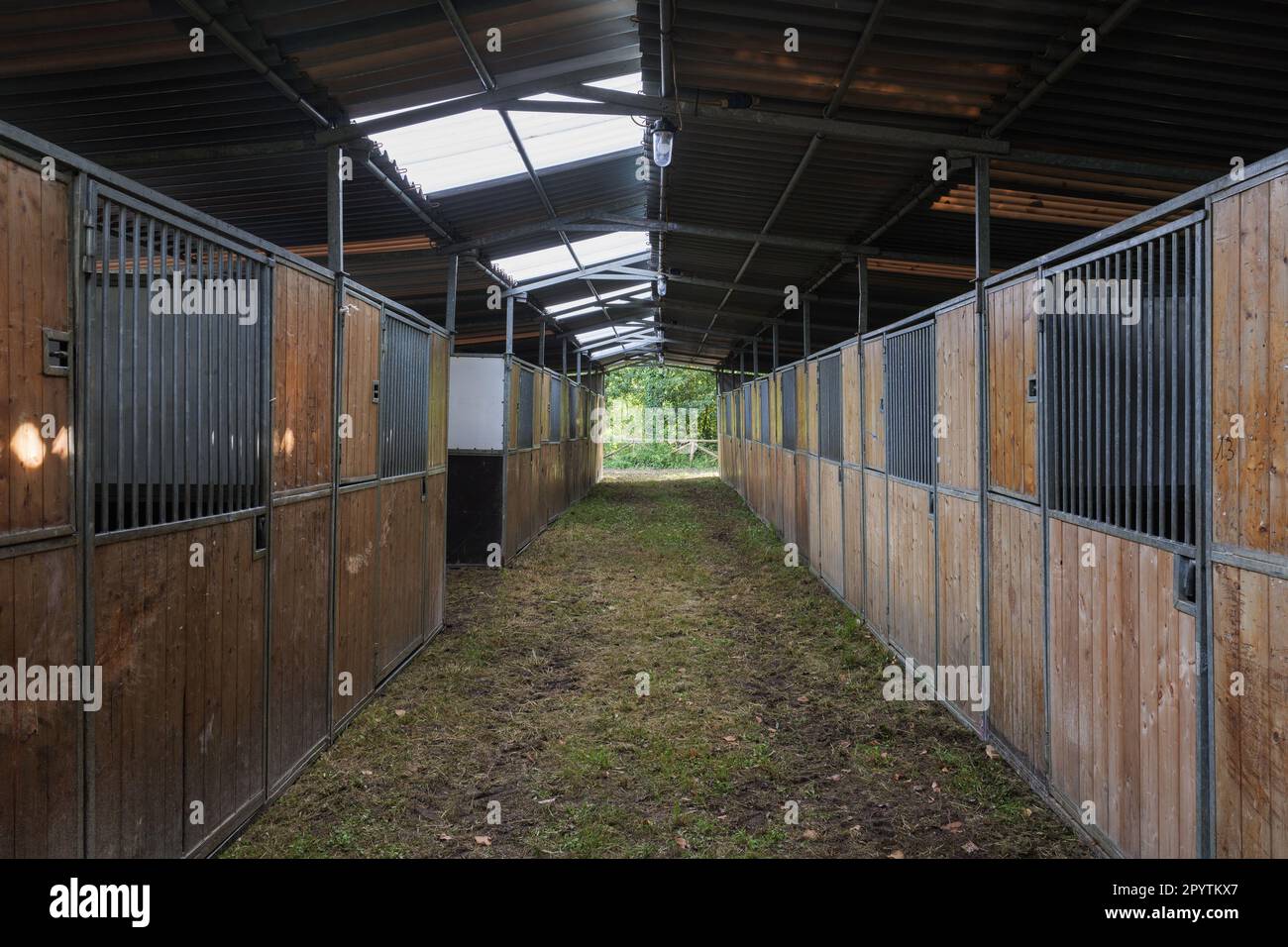 Empty boxes for horses in a rural area of Italy Stock Photo - Alamy