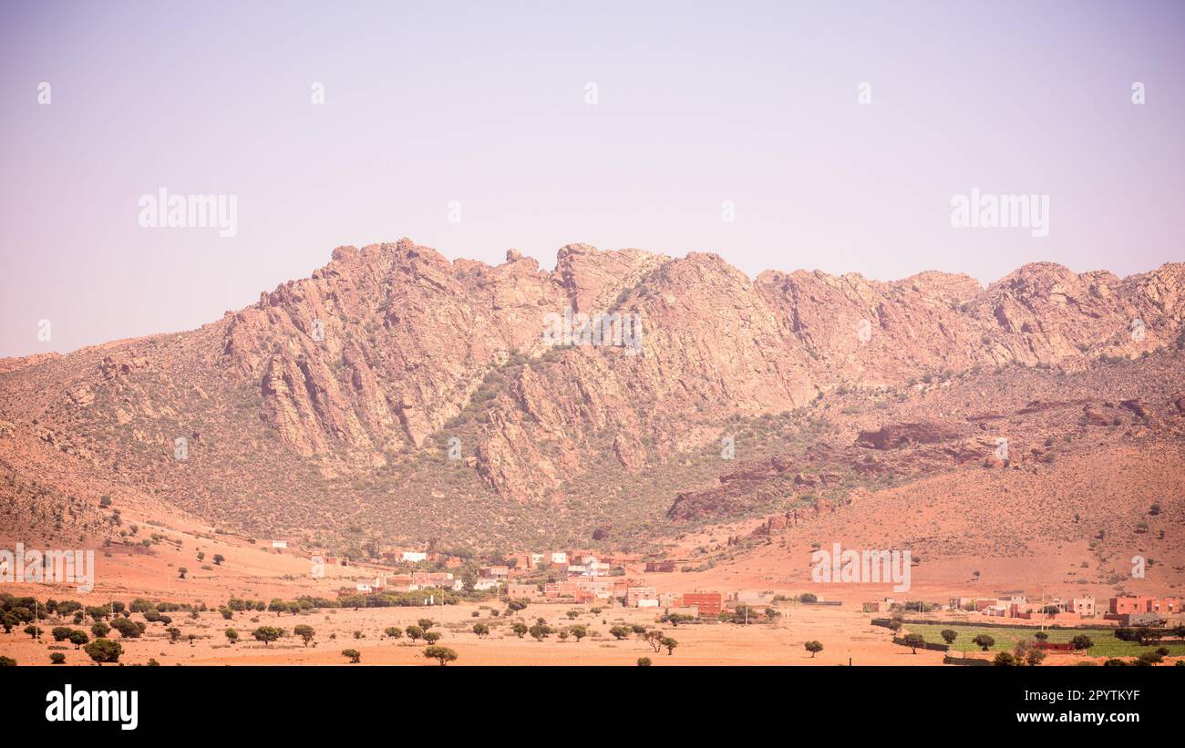 Atlas mountains in Morocco and vegetation in the Sahara desert Stock ...