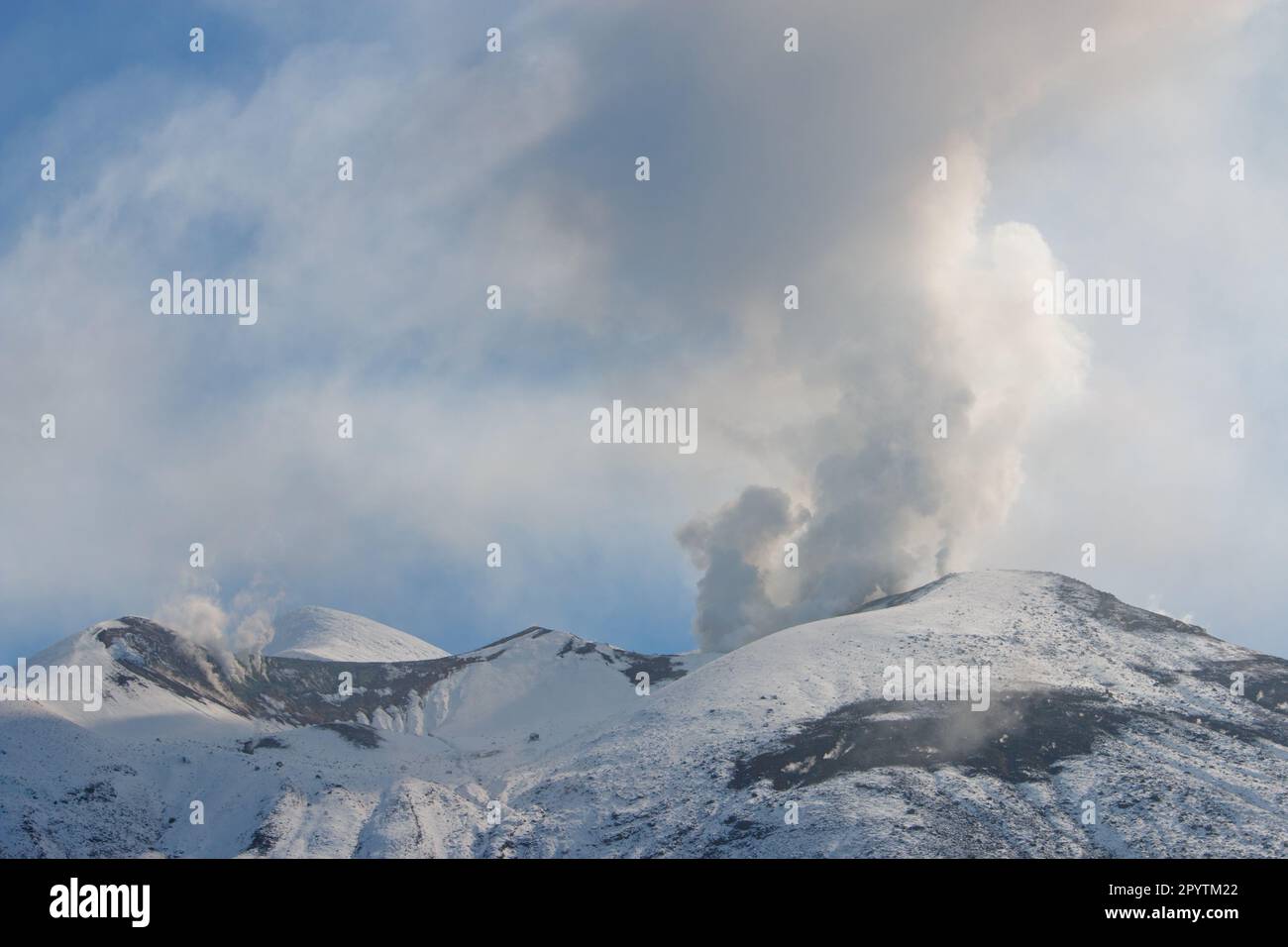 Clouds rising from Mt. Tokachi volcano, Hokkaido, Japan Stock Photo - Alamy