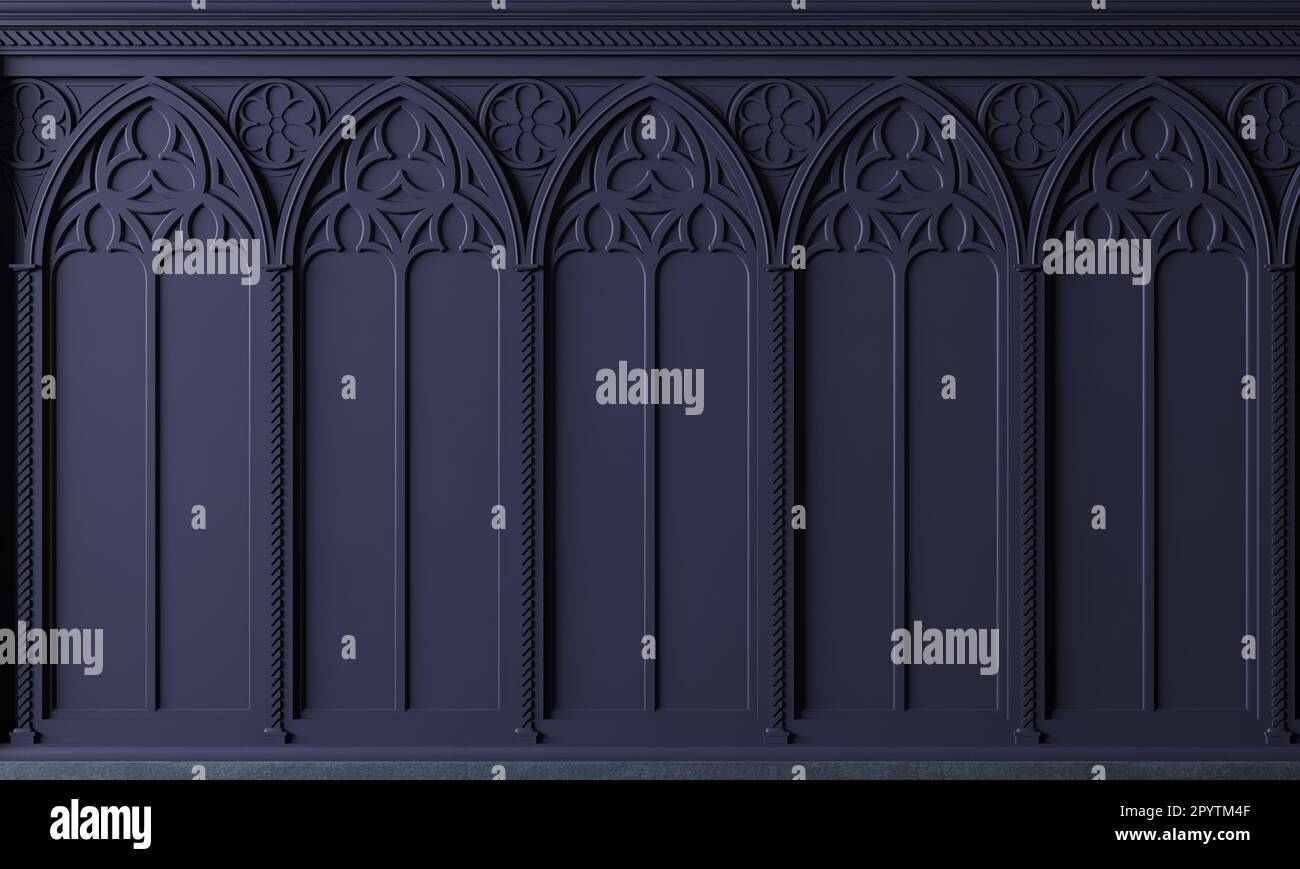 Classic cabinet or castle wall made of gothic wood paneling Stock Photo ...