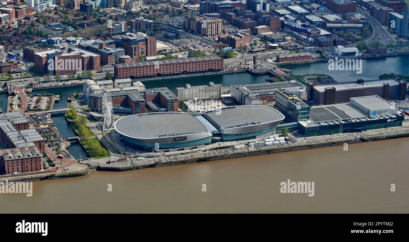 An aerial photograph of The M & S Bank Arena, Liverpool Waterfront ...