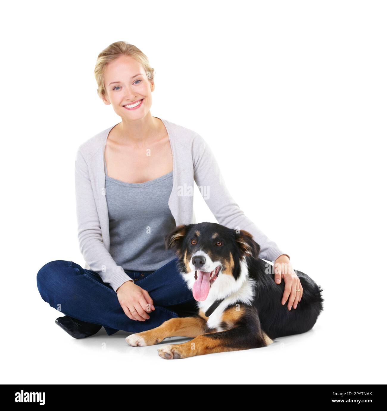 Love, pets and woman portrait with dog and smile with happiness, pet ...