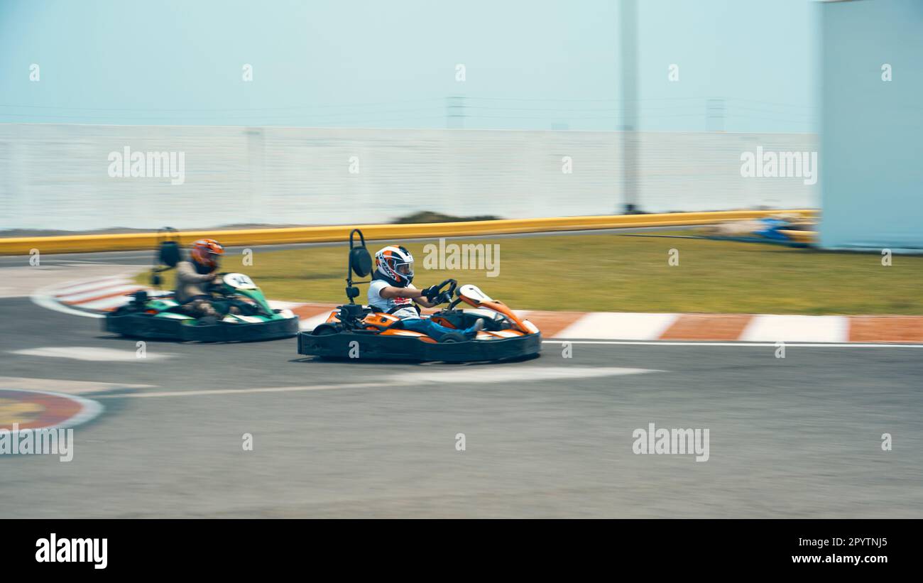LIMA, 2023. Kartodromo Racing Dakart, A driver in gear and helmet ...