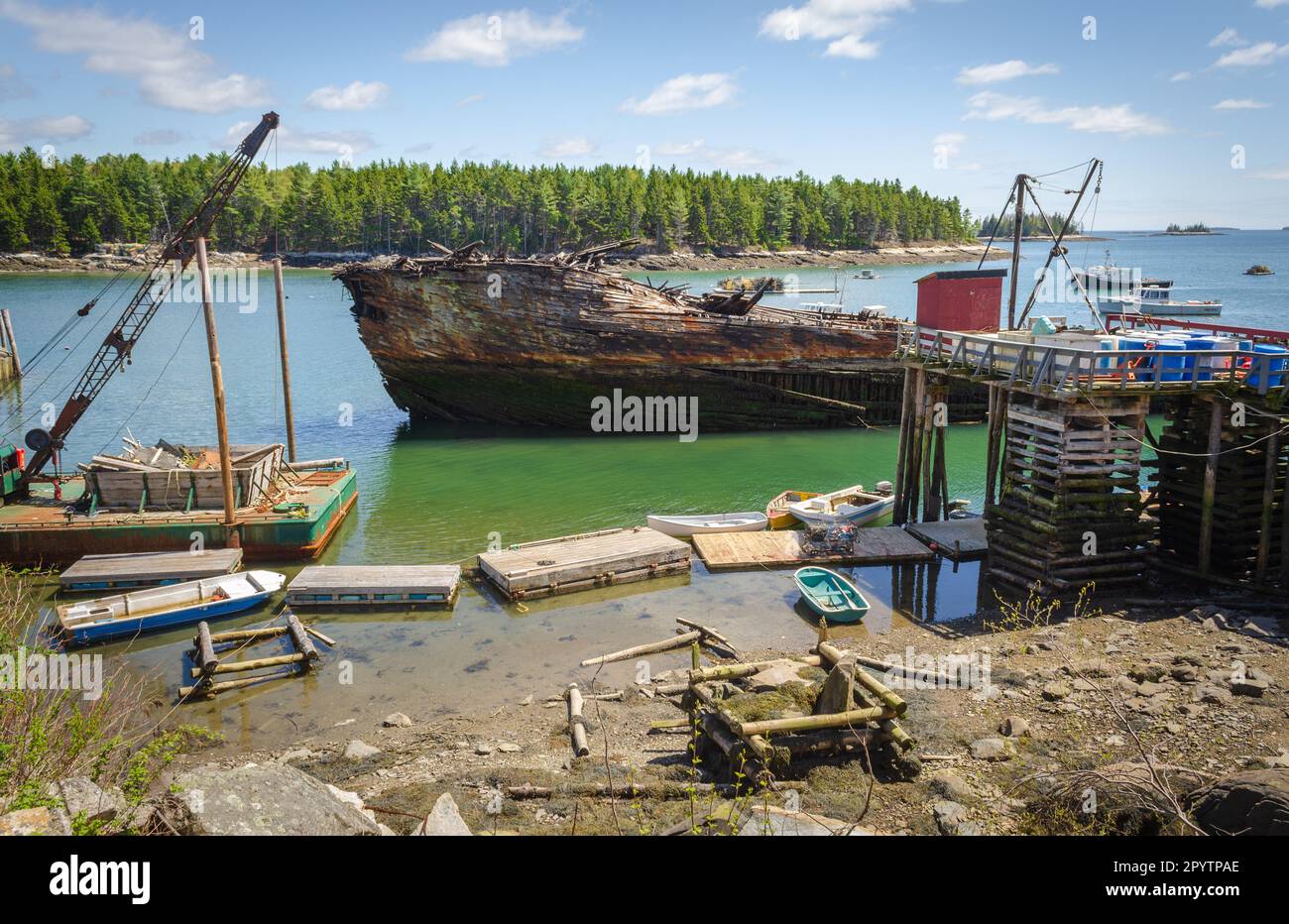 Shipwreck of the Cora F. Cressey in Maine Stock Photo - Alamy