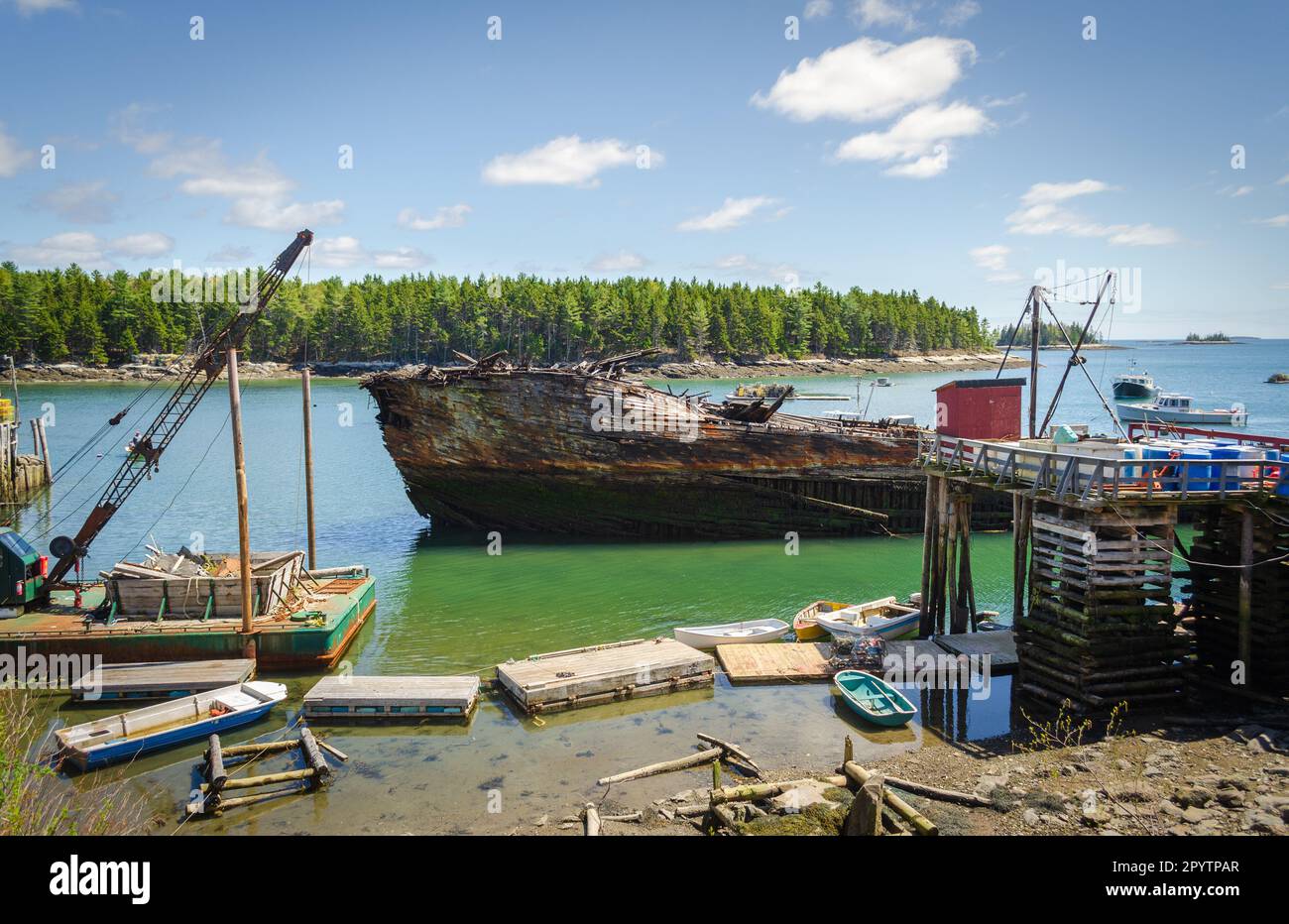 Shipwreck of the Cora F. Cressey in Maine Stock Photo - Alamy