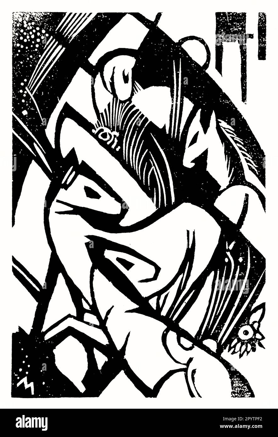 Horses 1912 Painting By Franz Marc German Expressionist Artist Stock ...