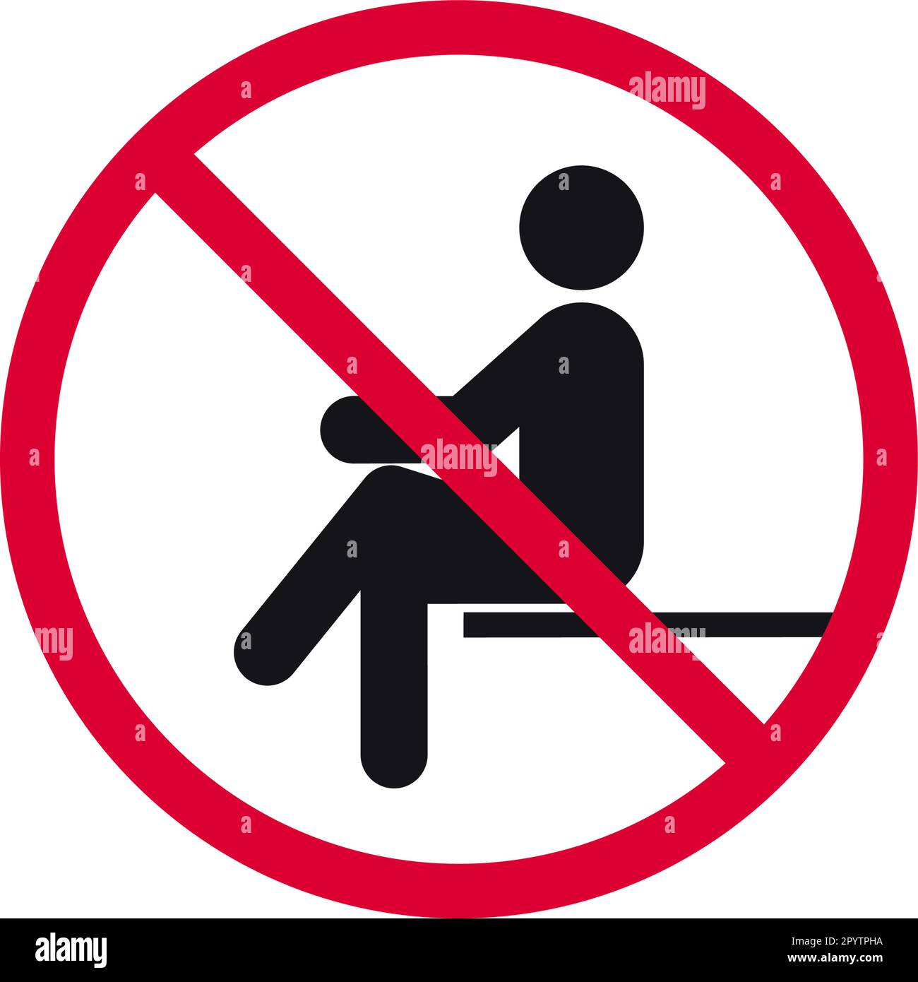 No sitting prohibited sign, forbidden modern round sticker, vector ...