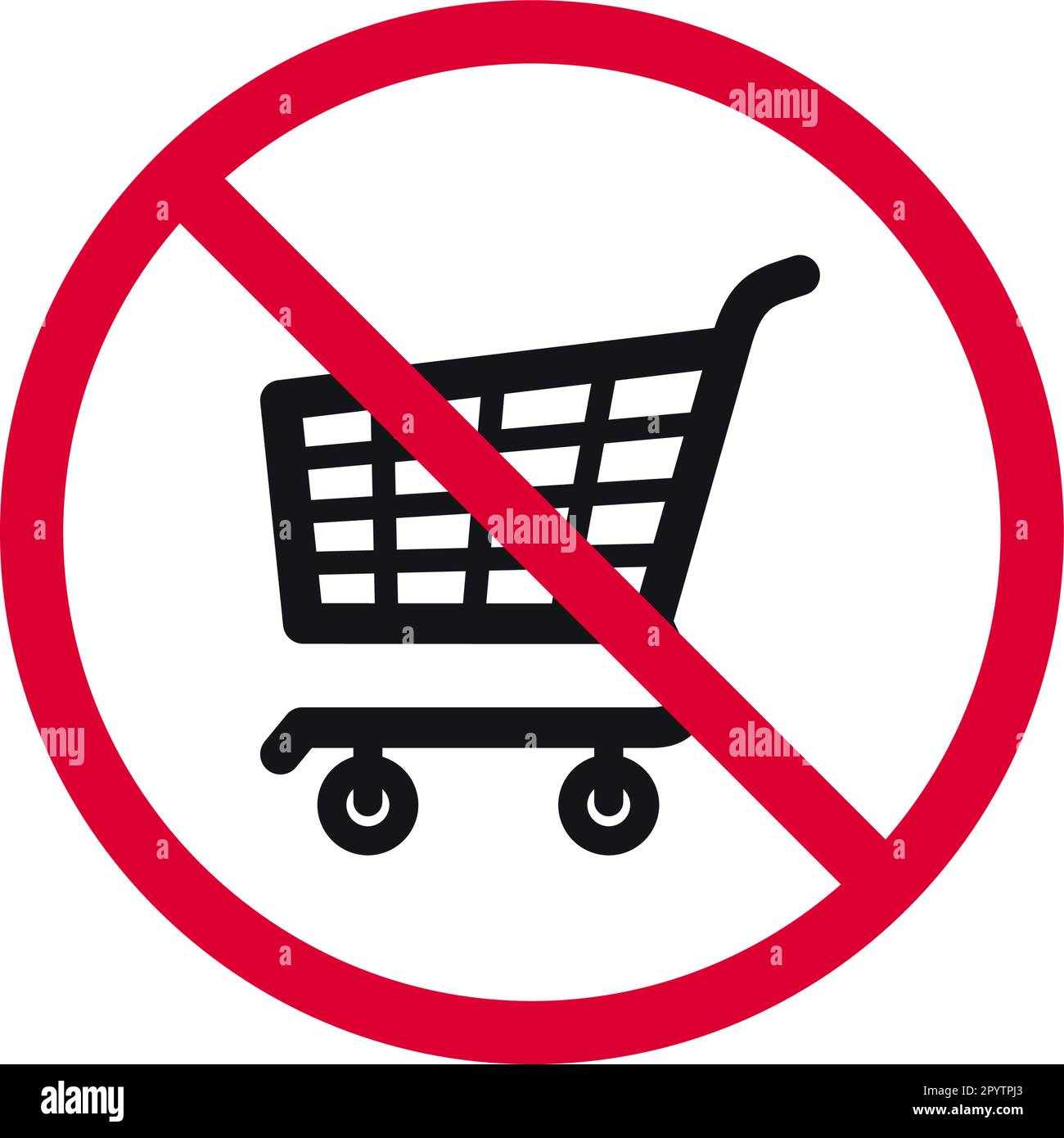 No shopping cart prohibited sign, no trolley forbidden modern round ...