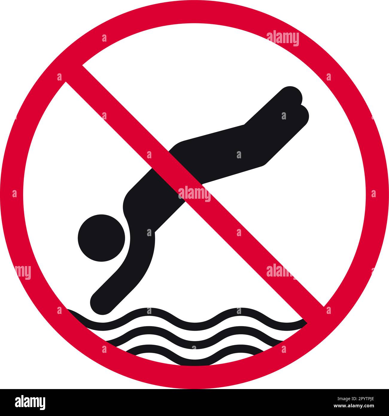No diving prohibited sign, forbidden modern round sticker, vector ...