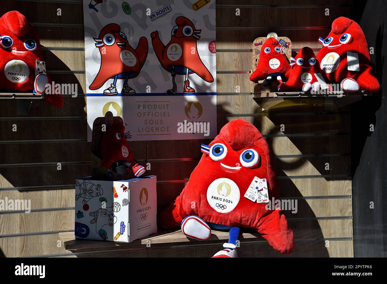 May 1, 2023, Marseille, France: Phryges mascots are seen in the window ...