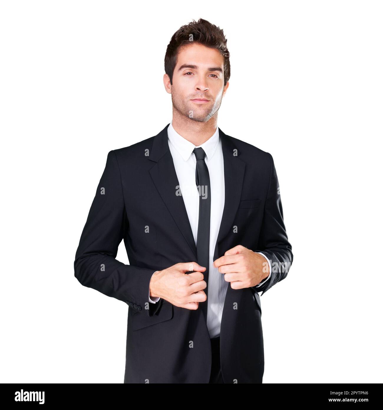 Business man, serious and portrait of model on a transparent background ...