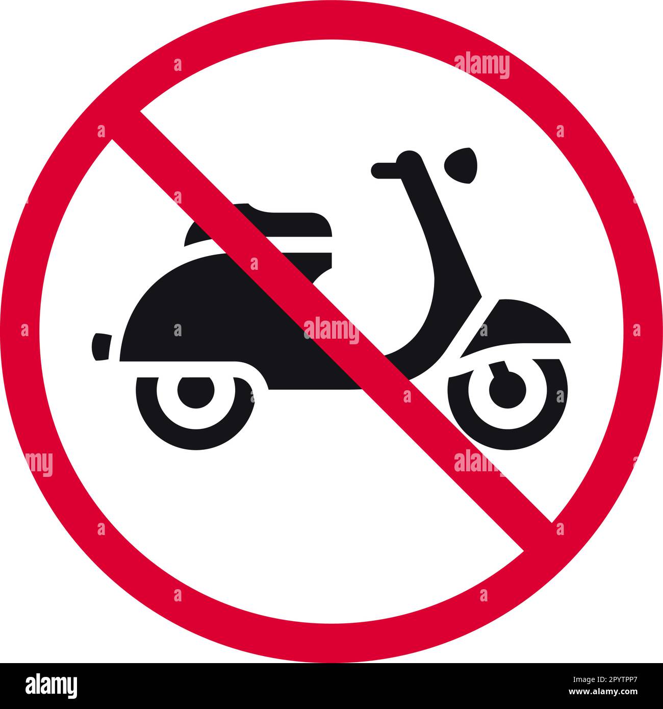 No parking scooter rohibited sign, retro moped forbidden modern round ...