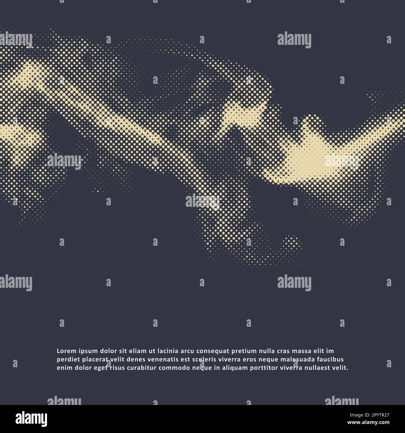 Abstract orange dynamic wave, dotted texture, dark background. Modern ...