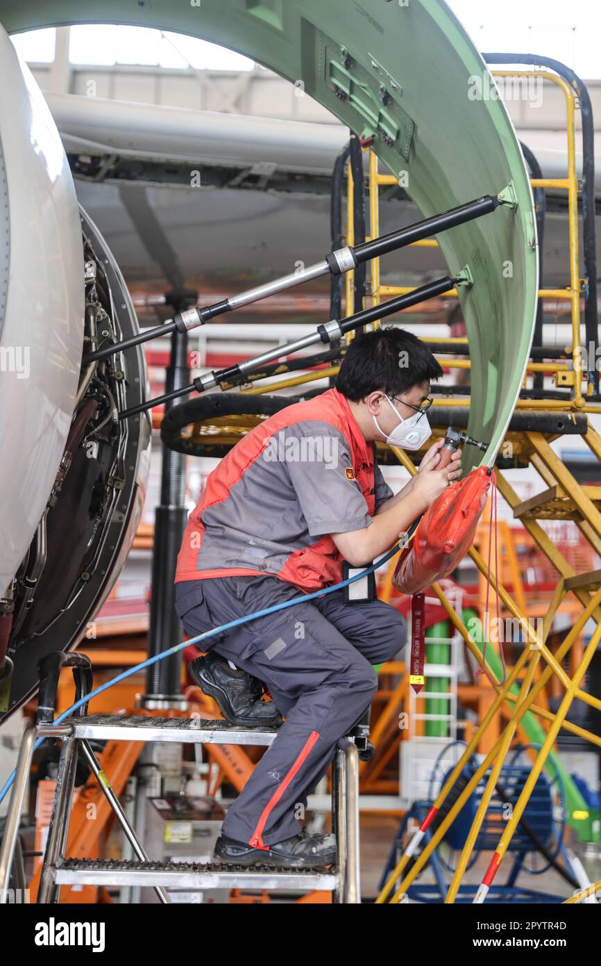 Haikou, China's Hainan Province. 5th May, 2023. A worker of Grand China ...