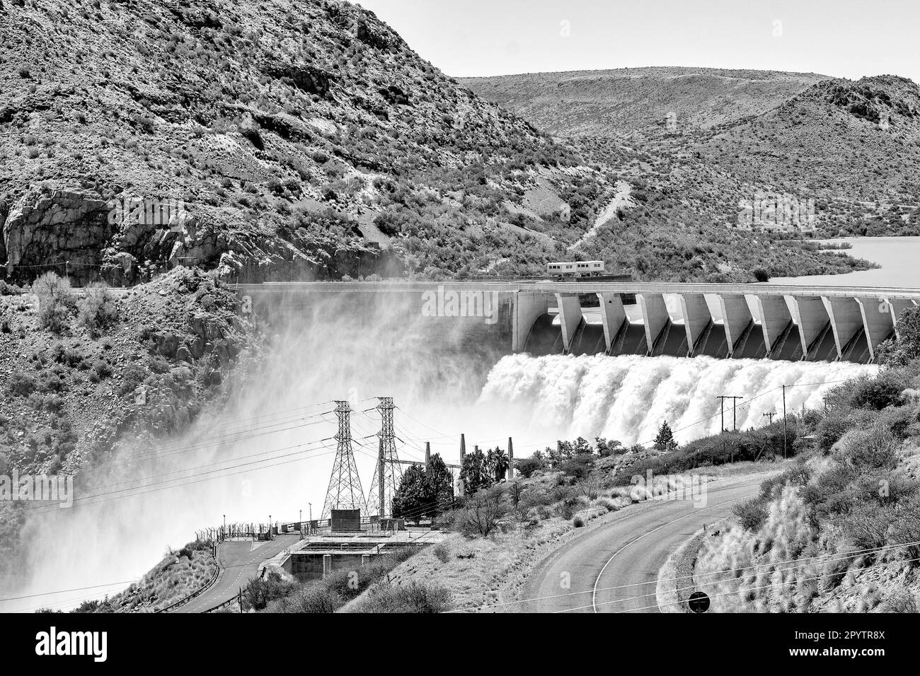 The Vanderkloof Dam overflowing. It is the second largest dam in South ...