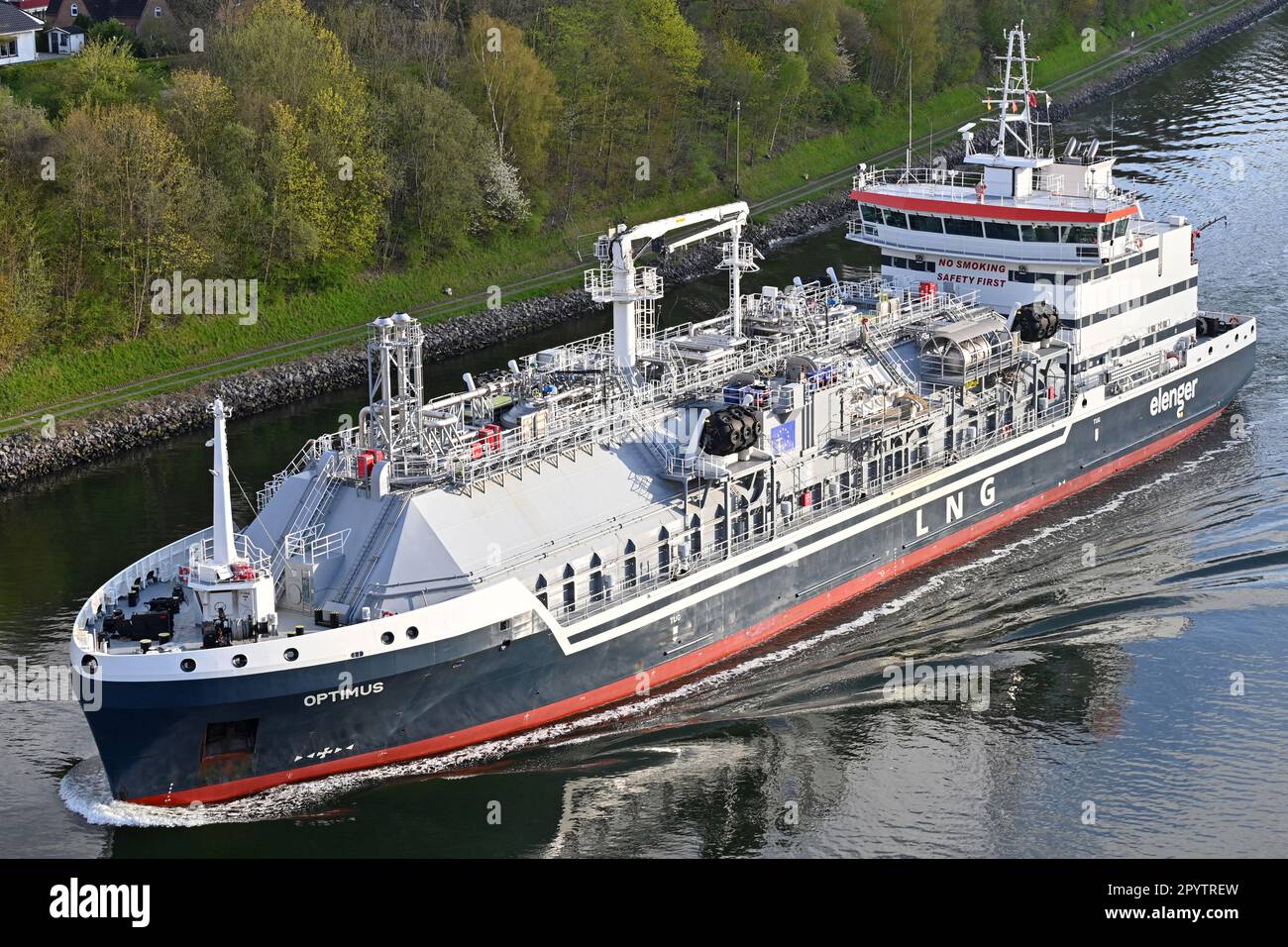 LNG bunkering barge OPTIMUS passing the Kiel Canal Stock Photo - Alamy