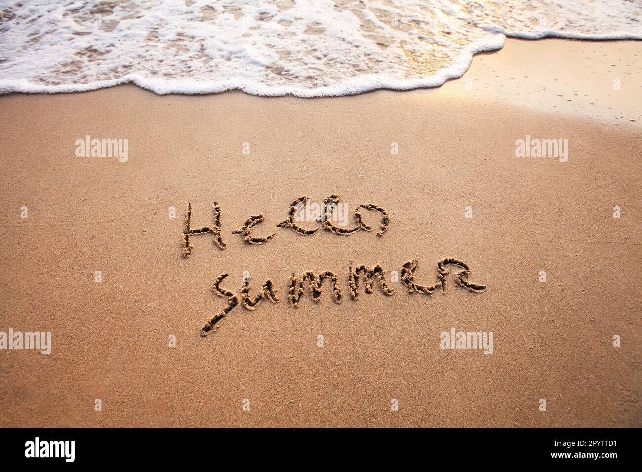Hello summer card beach hi-res stock photography and images - Alamy