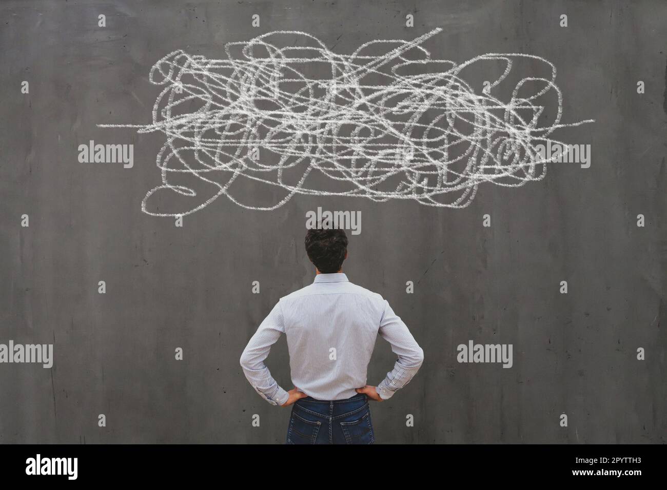 complexity concept, complex problem solution, business man thinking ...