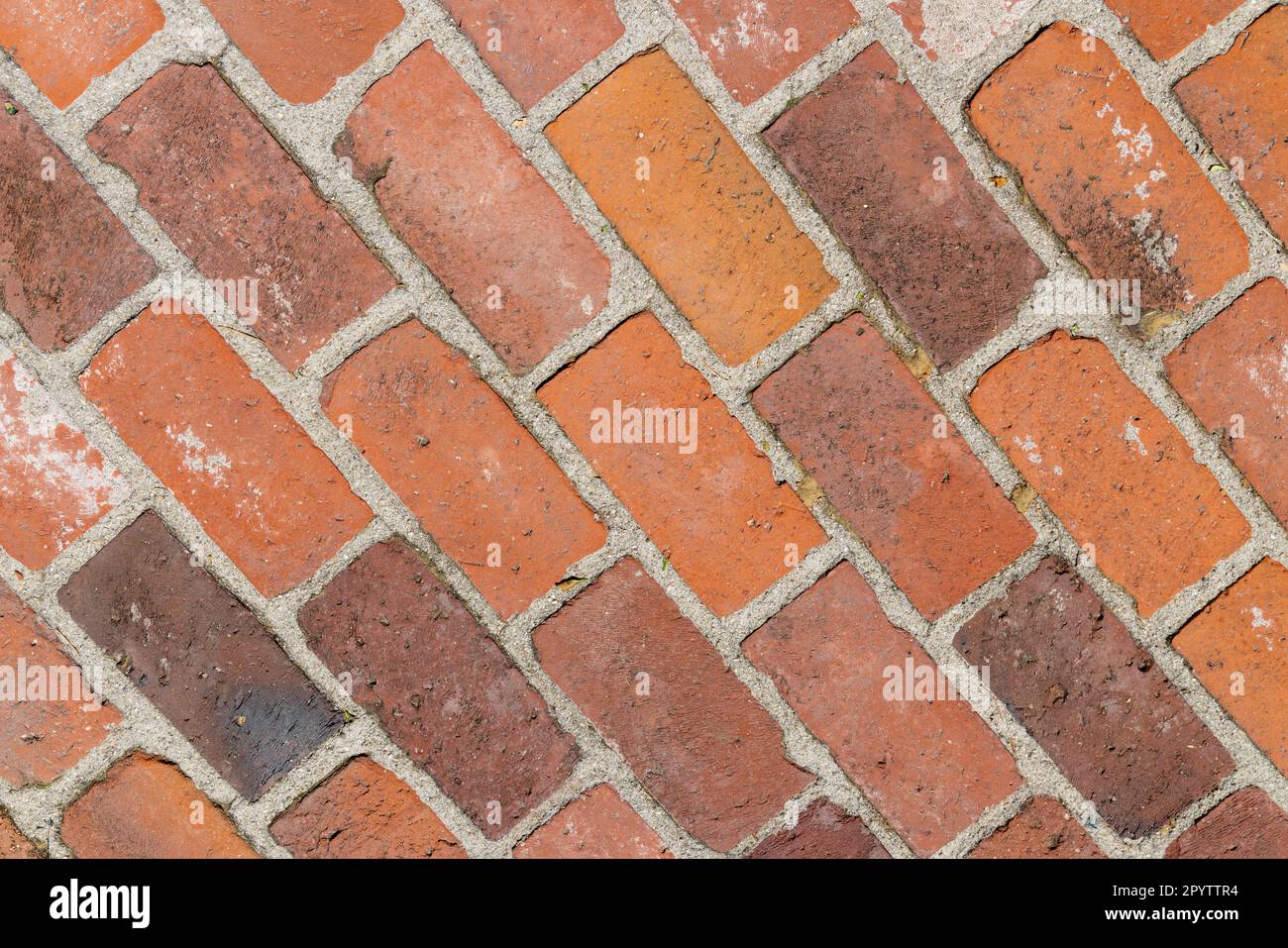 Texture and detail of a brick footpath. Wallpaper or stone backdrop ...