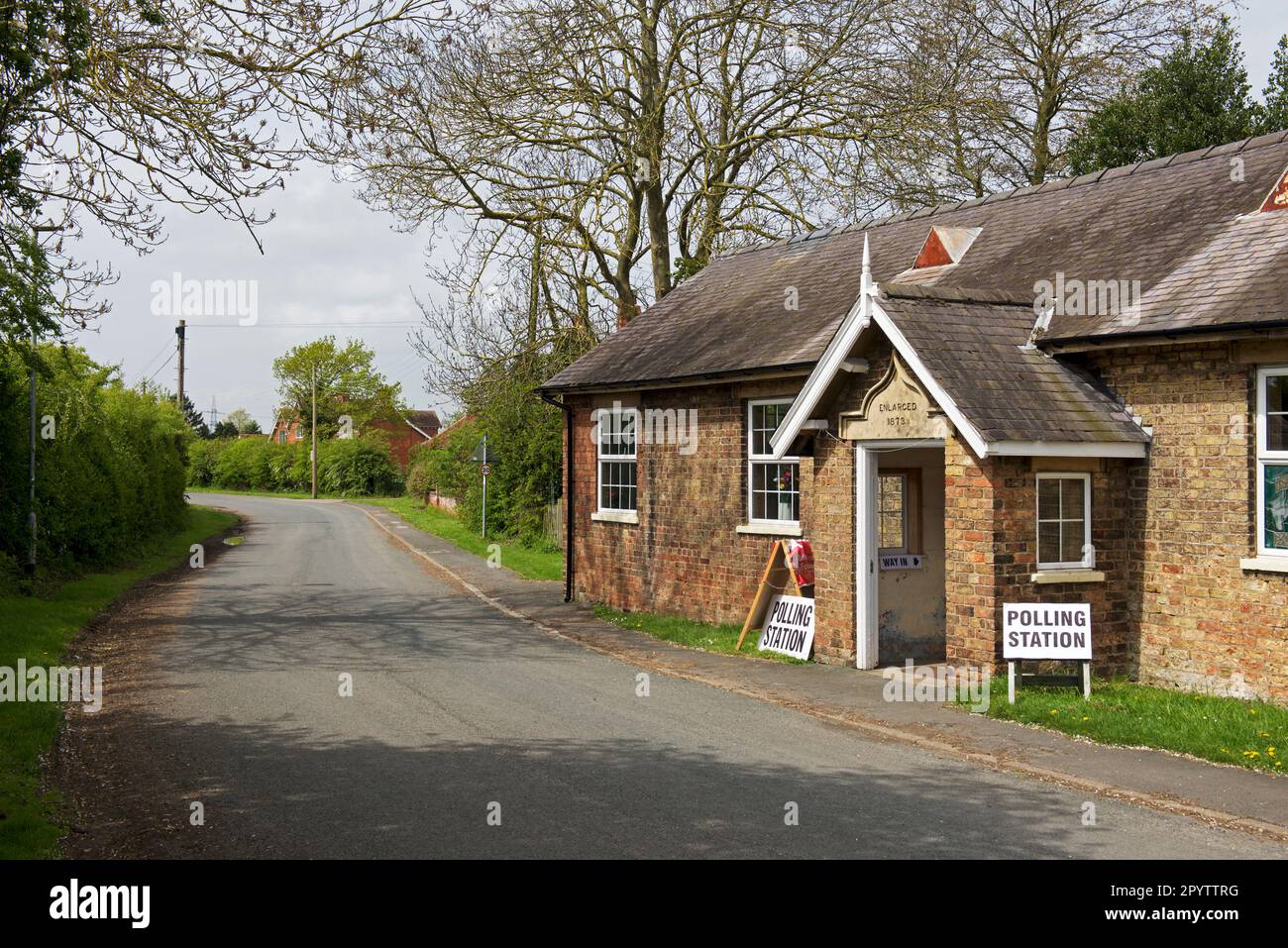 Polling station in the village hall, Blacktoft, East Yorkshire, England ...