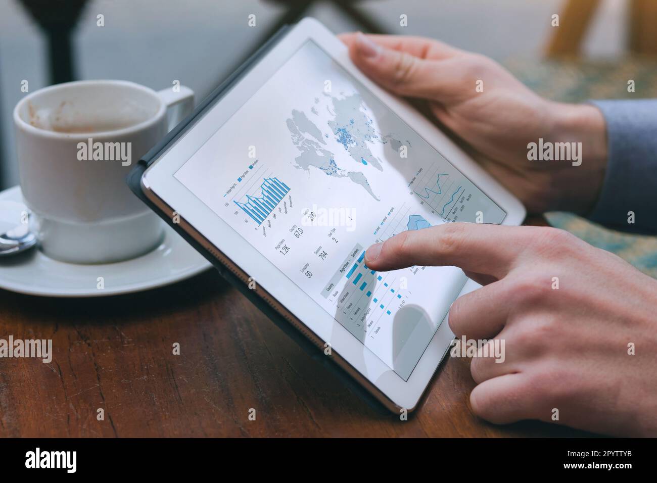 dashboard data analytics on the screen of digital tablet computer ...
