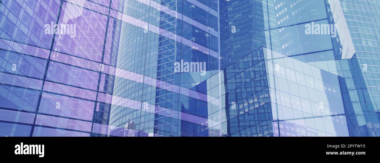 innovation and high tech, business banner background, glass walls of ...