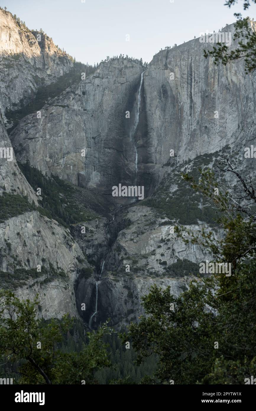 Upper and Lower Yosemite Falls Tumble Over Cliff from the Four Mile ...