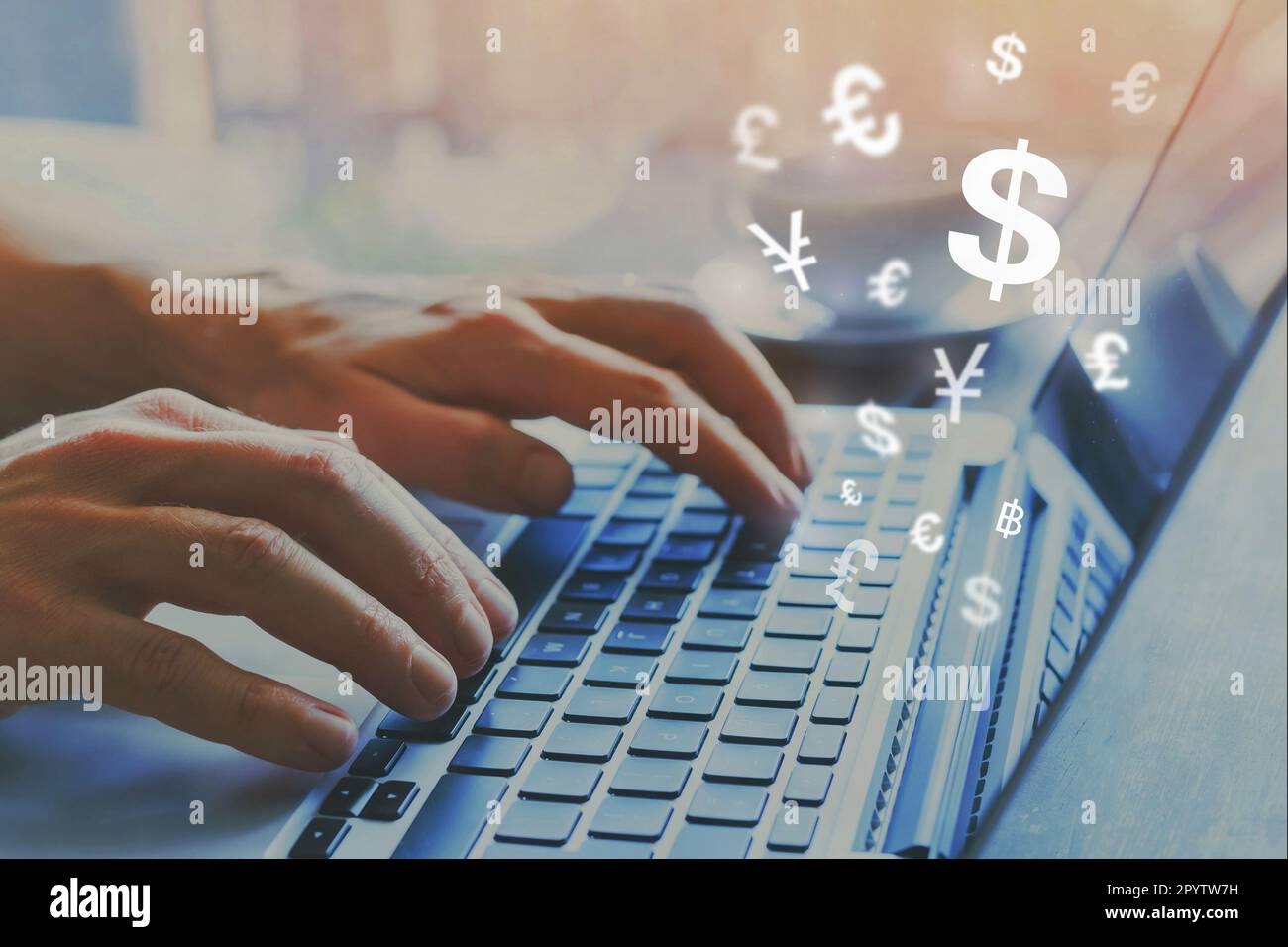 money transfer online, send funds, currency exchange concept Stock ...