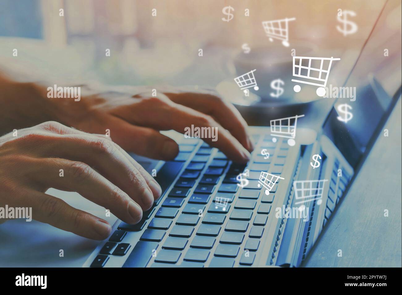 Shopping ecommerce blue icon hi-res stock photography and images - Alamy