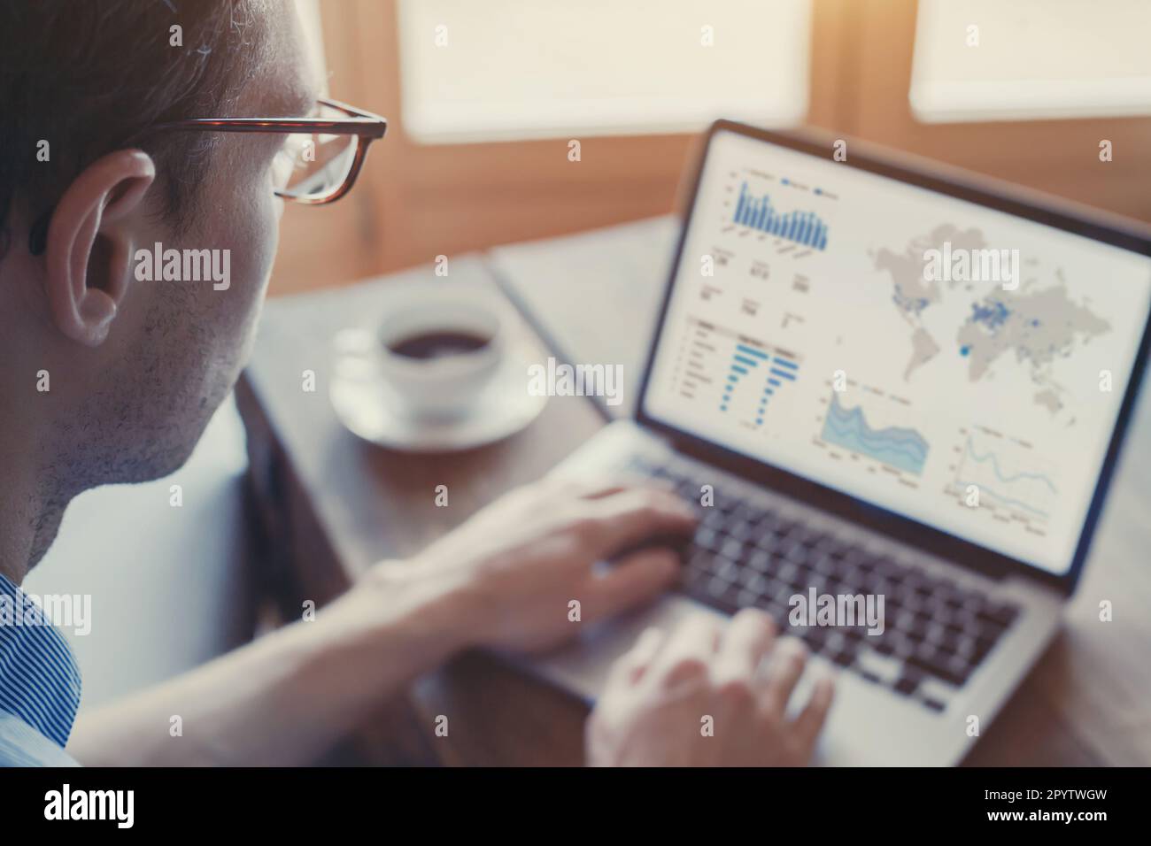 financial analytics, dashboard with finance charts and data graphs ...