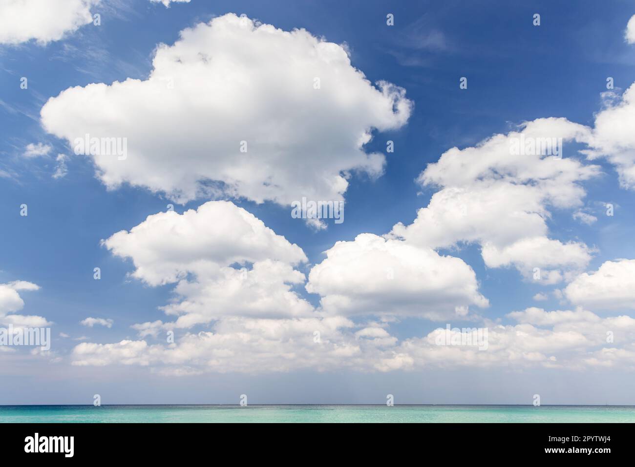 Sea and beautiful sunny sky with clouds. Travel vacation seascape Stock ...