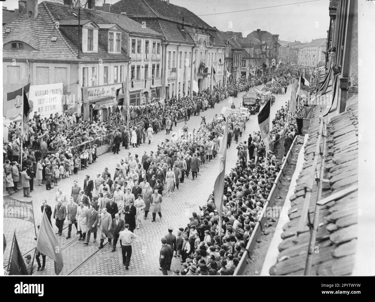 May 1 demonstration of workers and toilers through downtown Potsdam past the stands of the SED ...
